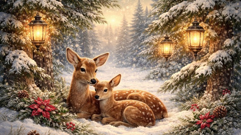 Landscape Christmas Nature Trees Wallpaper Deer Images | Free Photos ...