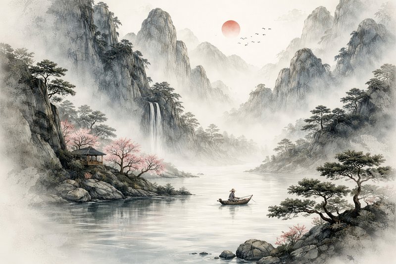 Scenery+chinese Illustration Wallpaper Images | Free Photos, PNG ...