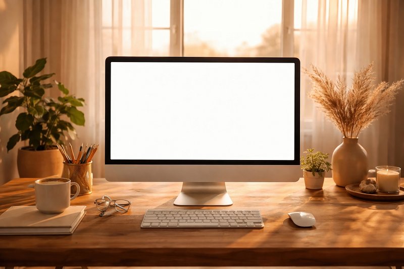 Computer Work Mockup Desktop Light Plants Images | Free Photos, PNG ...