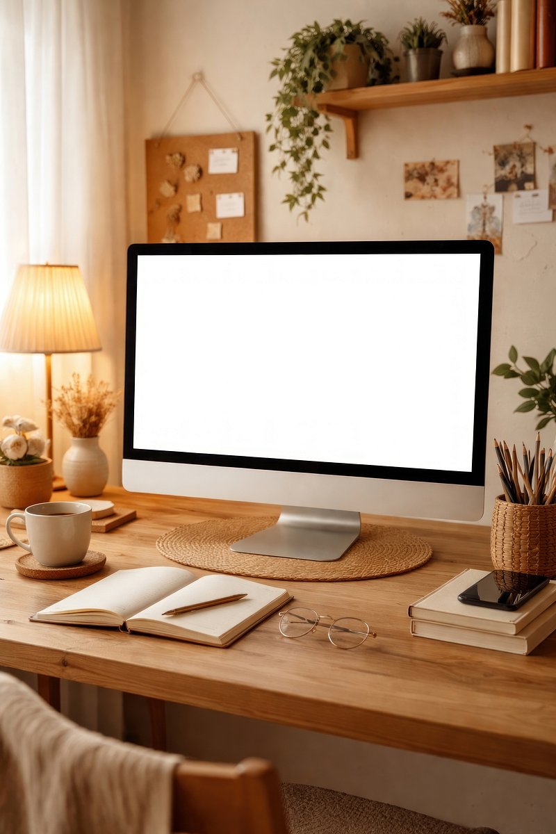 Computer Work Mockup Desktop Light Design Images | Free Photos, PNG ...