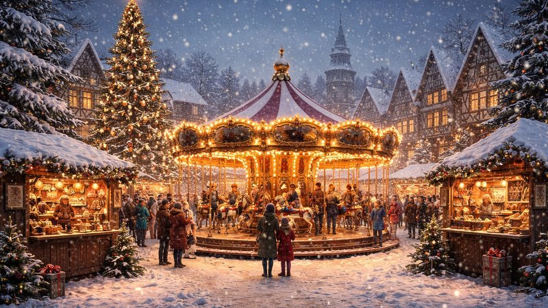 Vintage Christmas Village Lights Illustration Images | Free Photos, PNG ...