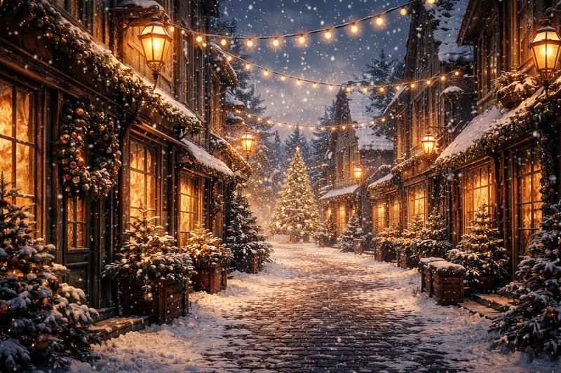 Christmas Town Wallpaper Vintage Snow Images | Free Photos, PNG ...