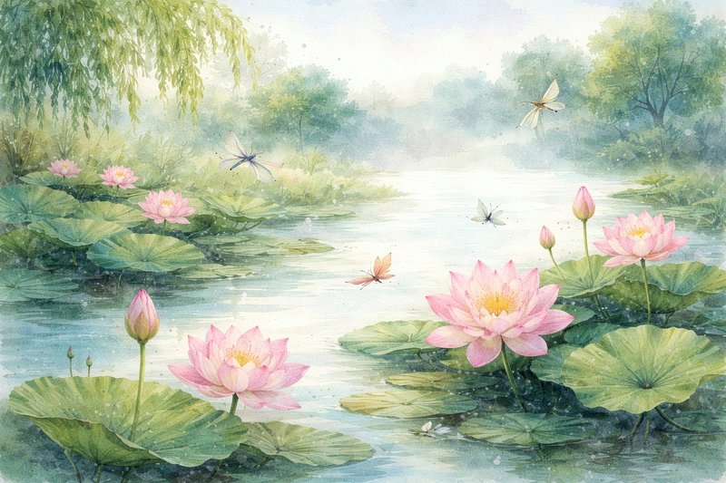 Misty Art Background Scenery Watercolor Images | Download Free Design ...