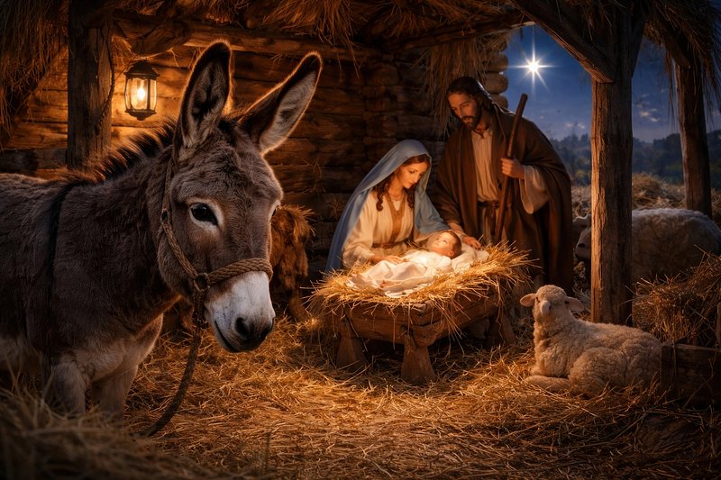 Jesus In The Manger Scene Nativity Illustration Images | Free Photos ...