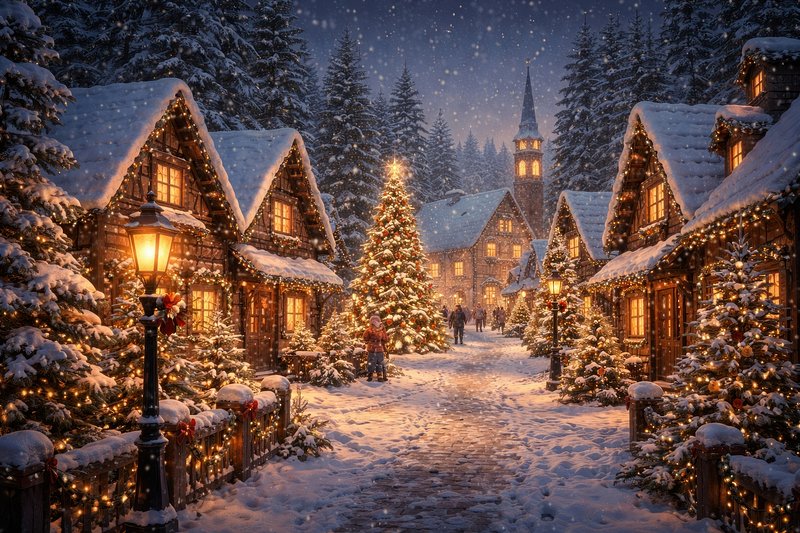 Vintage Christmas Village Lights Winter Images | Free Photos, PNG ...