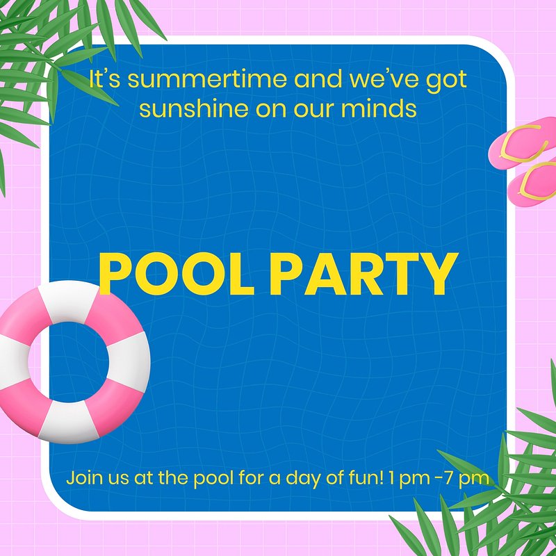 Pool party Instagram ad template, | Free Vector Template - rawpixel
