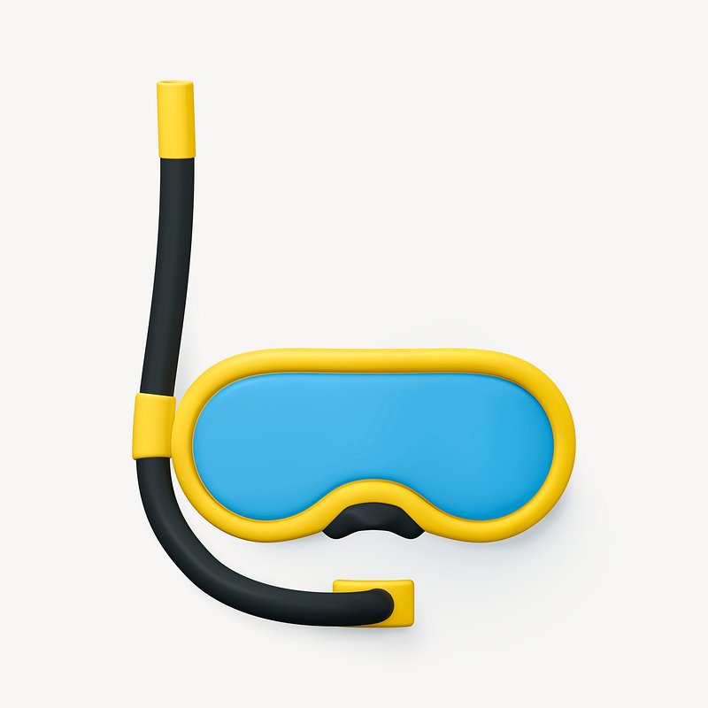 3D diving mask collage element, | Premium PSD Illustration - rawpixel