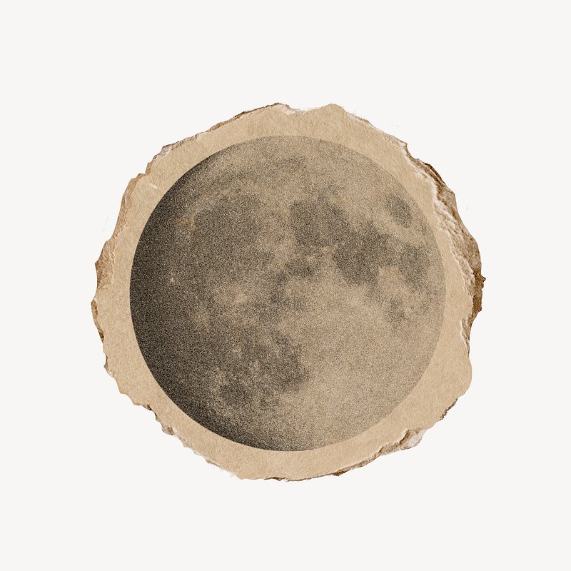 Moon ripped paper collage element, | Premium PSD - rawpixel