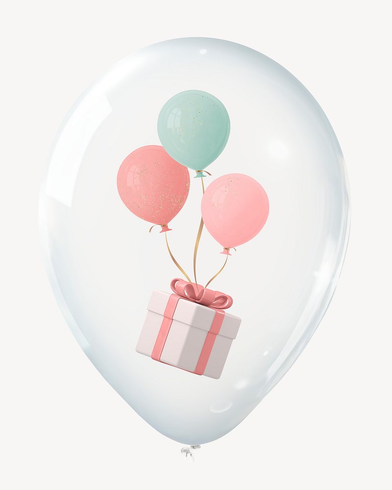 Gift 3D balloon collage element | Premium PSD - rawpixel