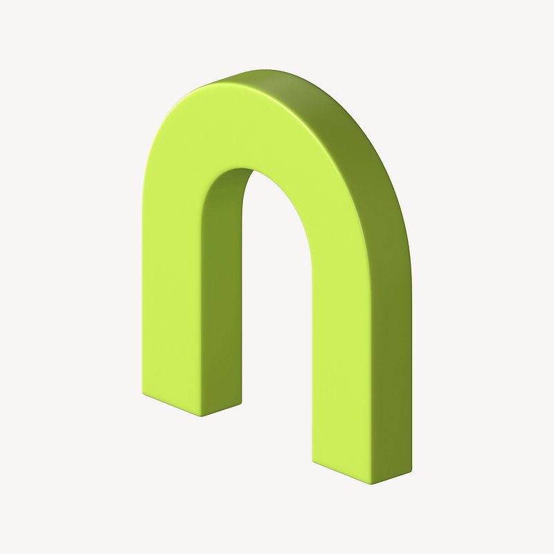 3D green u shape, geometric | Premium PSD - rawpixel