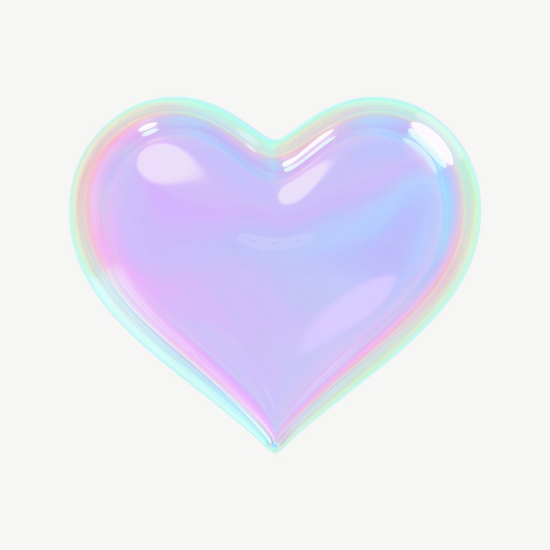 Aesthetic holographic heart, 3D collage | Premium PSD - rawpixel