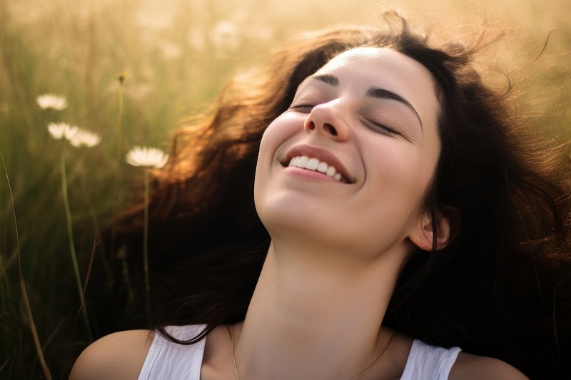 Laughing smiling meadow smile. | Free Photo - rawpixel