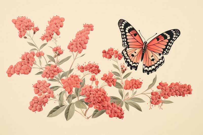 Butterfly bush art pattern animal. | Premium Photo Illustration - rawpixel