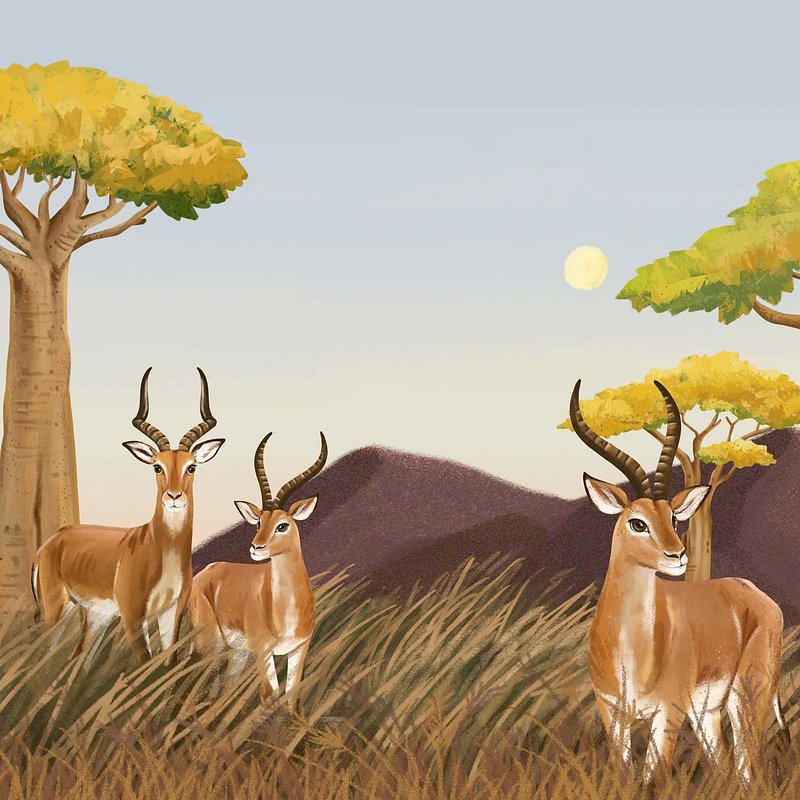 African animals background, drawing design | Premium Photo Illustration ...