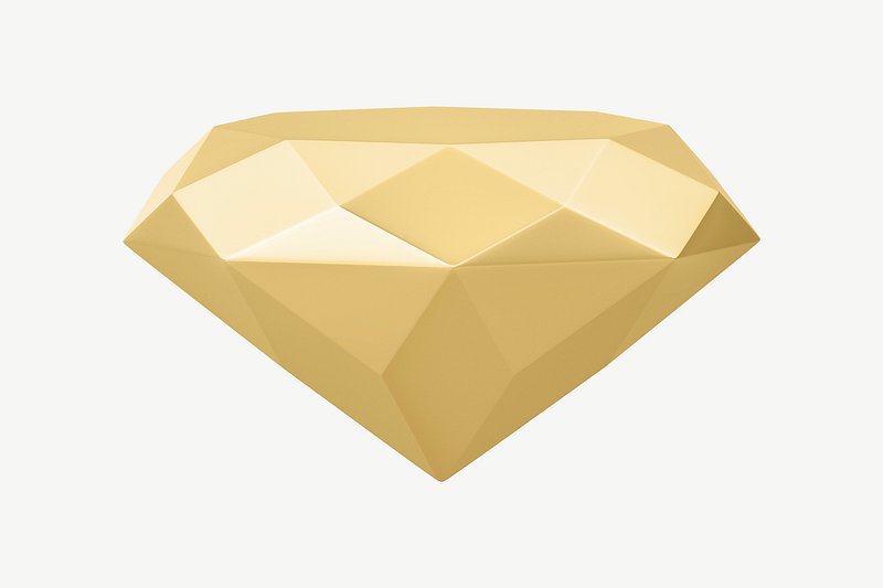 Gold diamond, 3D rendering shape | Premium PSD - rawpixel