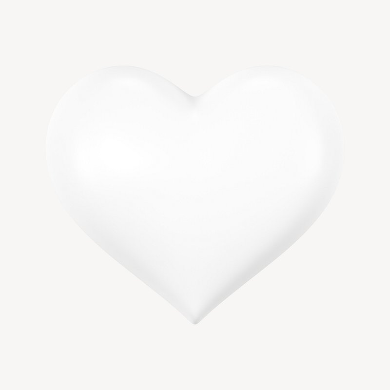 White heart, 3D illustration | Premium Photo - rawpixel