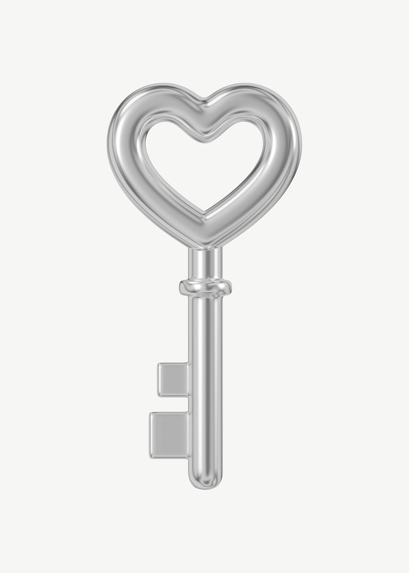 Silver heart key, 3D Valentine's | Premium PSD - rawpixel