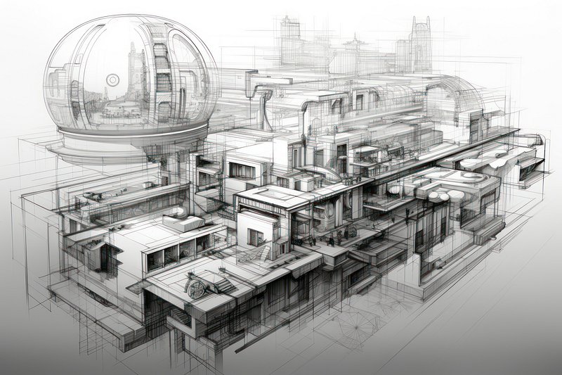 Detailed architectural plan drawing sketch | Free Photo Illustration ...