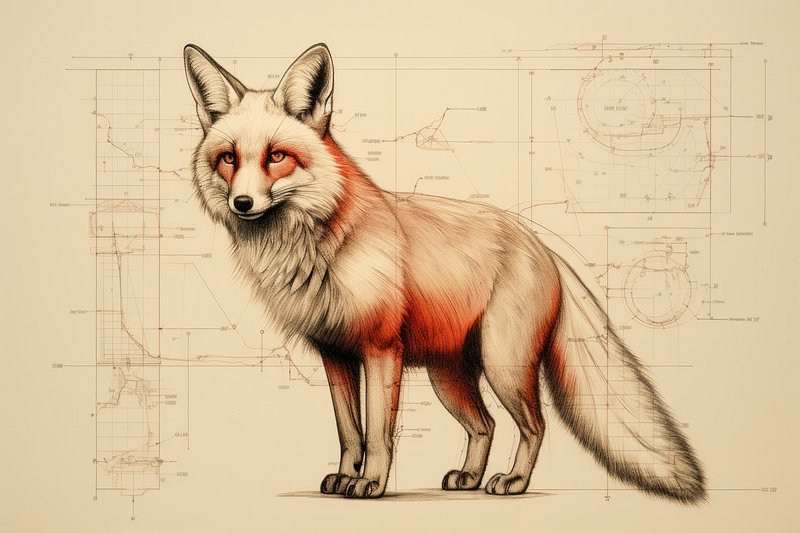 Fox fox drawing diagram | Free Photo Illustration - rawpixel