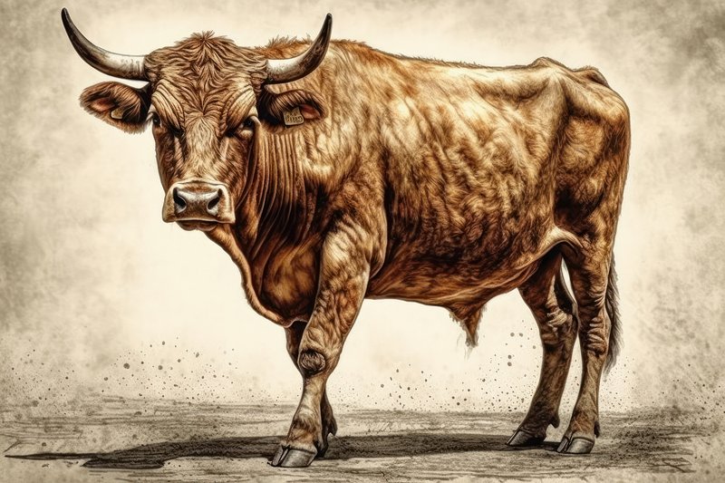 Bull livestock drawing cattle. AI | Free Photo Illustration - rawpixel