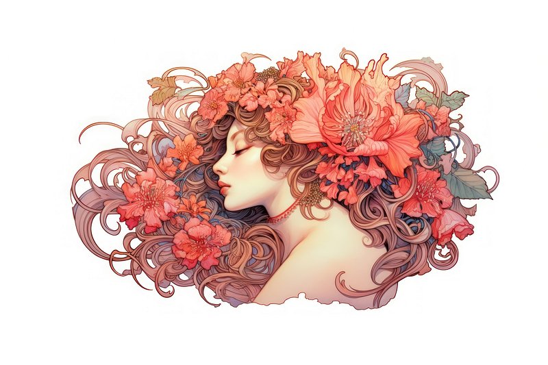 Coral portrait drawing sketch. | Free Photo Illustration - rawpixel