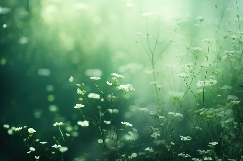 A Soft And Calming Green Color Grass And Fog Background Images | Free ...