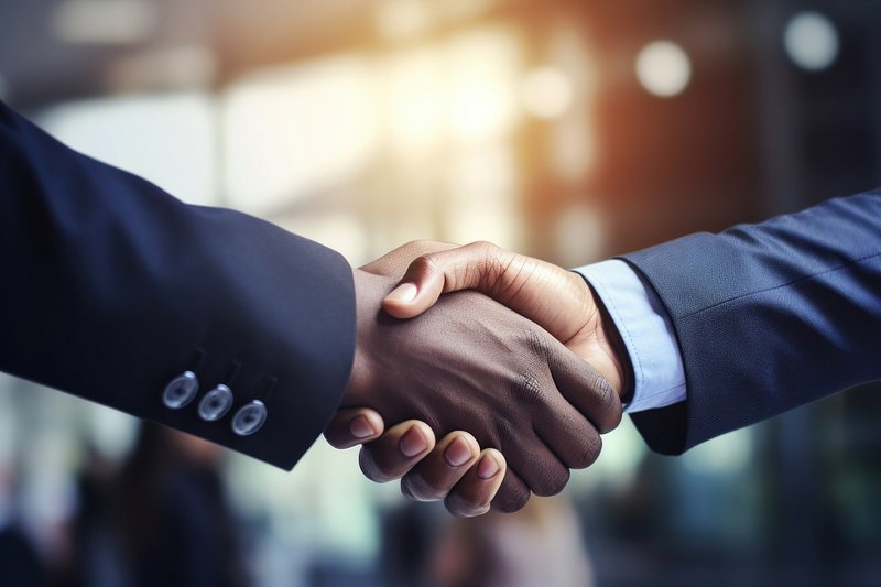 Businessmen hand handshake office. AI | Premium Photo - rawpixel
