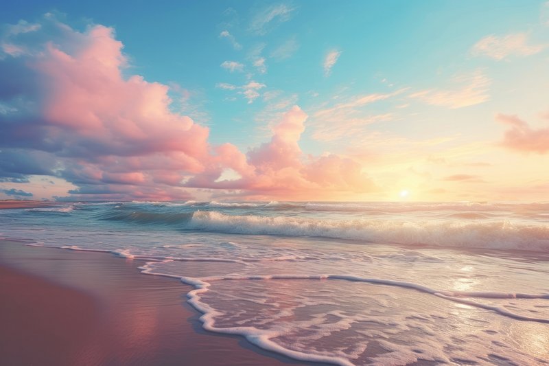 Aesthetic beach landscape outdoors. AI | Premium Photo - rawpixel