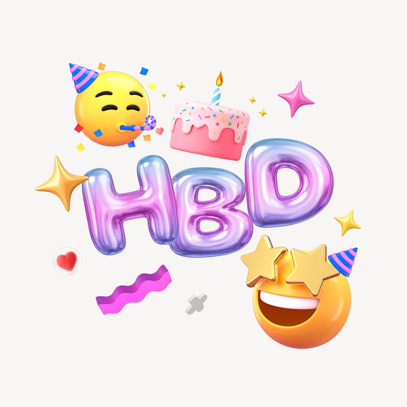 HBD word, 3D emoticon typography | Premium Photo - rawpixel