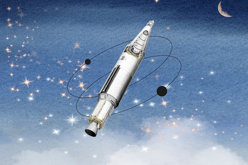 Aesthetic space rocket background, blue | Premium Photo - rawpixel