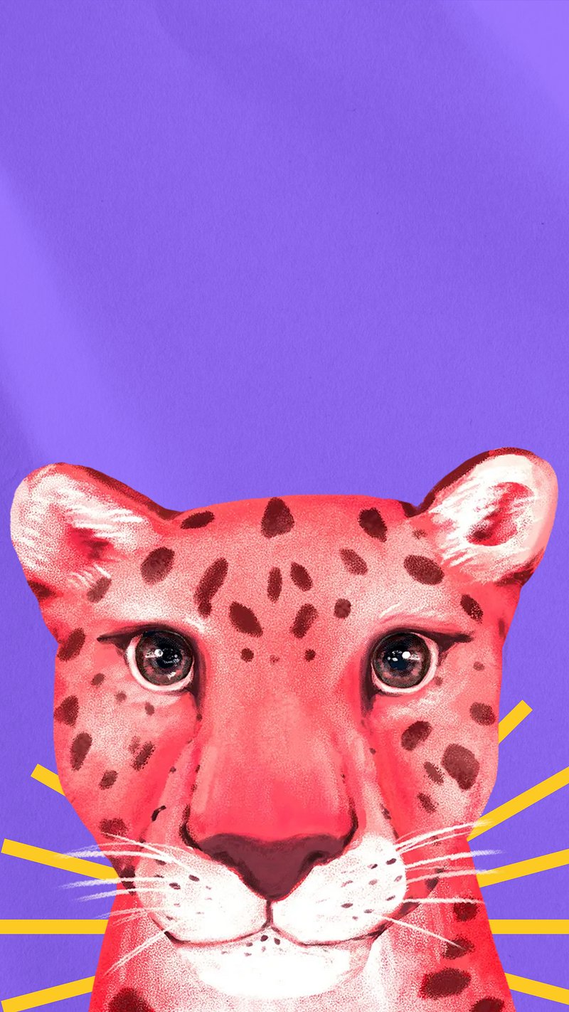 Cute leopard iPhone wallpaper, purple | Premium Photo Illustration ...
