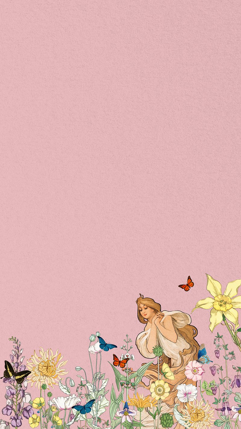 Pink flower border iPhone wallpaper, | Premium Photo Illustration ...