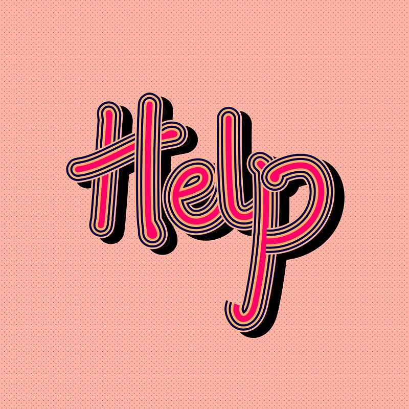 Help pink psd retro word | Free PSD - rawpixel