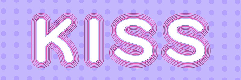 Colorful kiss funky stroke lettering | Free Photo - rawpixel
