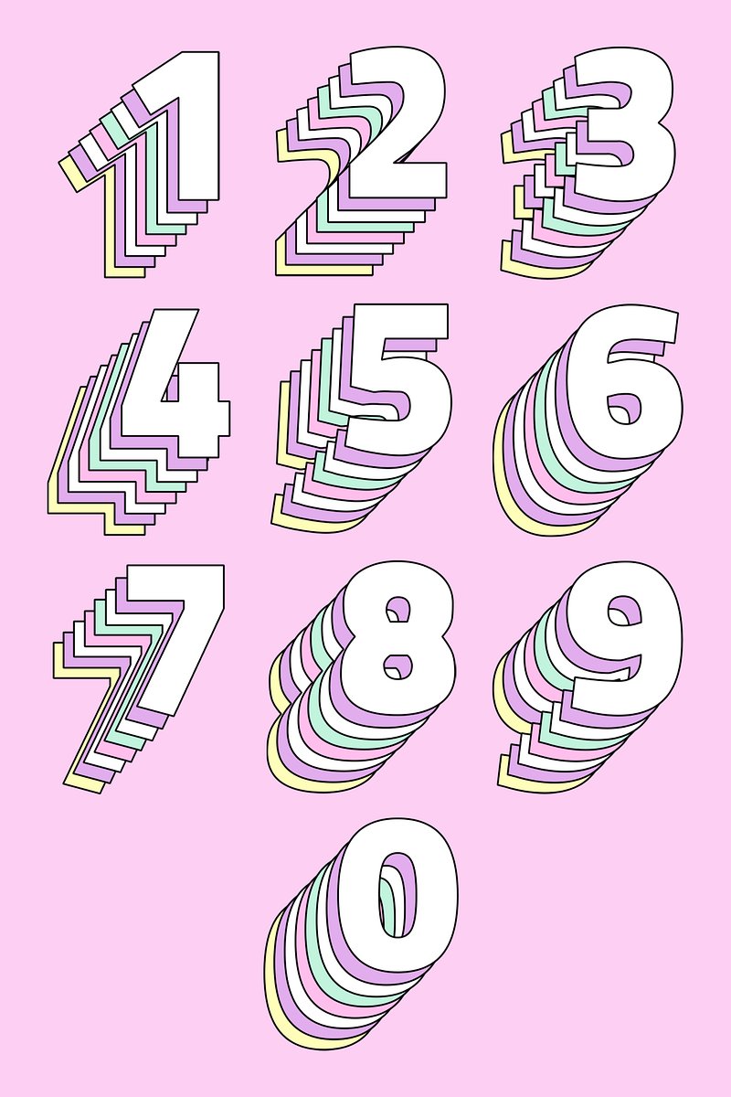 Number set pastel 3d psd | Free PSD - rawpixel