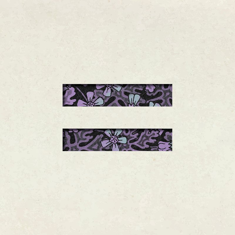 Vintage floral purple Equals sign | Free Vector - rawpixel