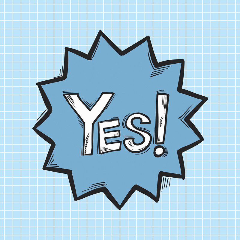 Psd yes text bubble doodle | Free PSD Illustration - rawpixel