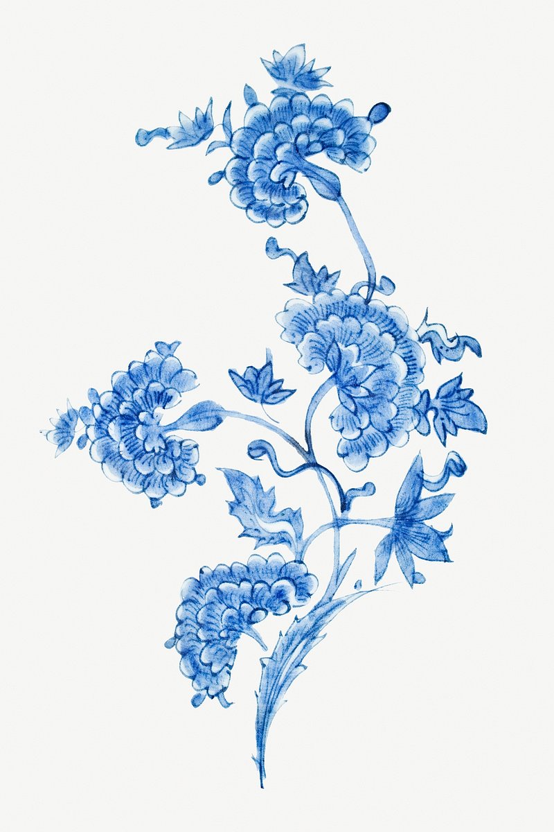 Vintage blue flower illustration, featuring | Premium Photo - rawpixel
