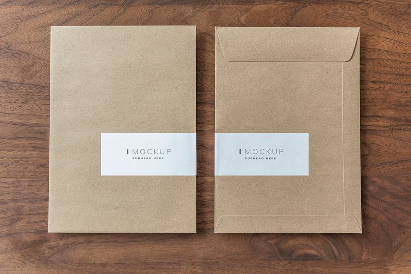 Recycled natural paper envelope mockups | Premium PSD Mockup - rawpixel