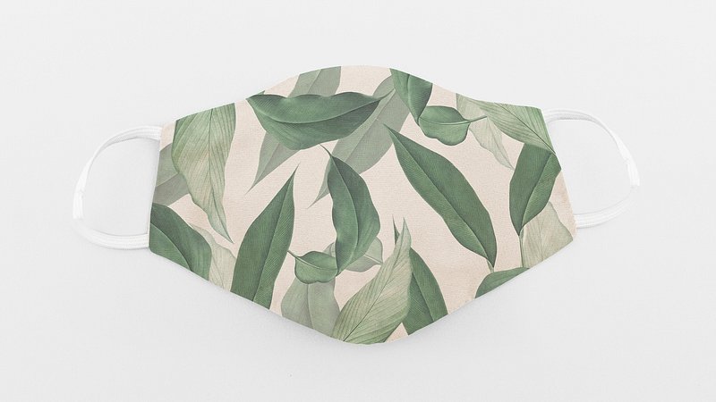 Green leaves pattern fabric mask | Premium PSD Mockup - rawpixel