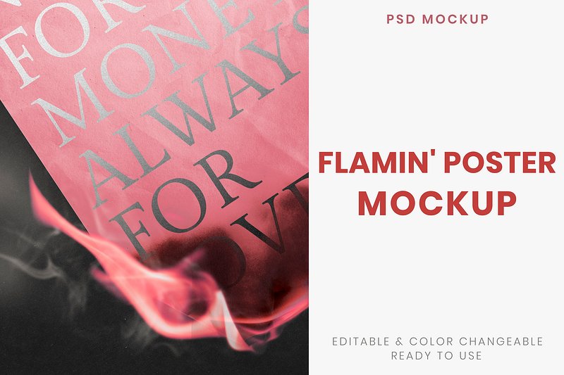 Burning poster mockup, fire pink | Premium PSD - rawpixel