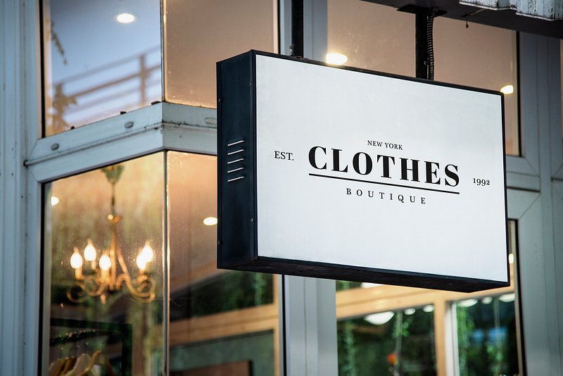 Hanging rectangle white shop sign | Premium PSD Mockup - rawpixel