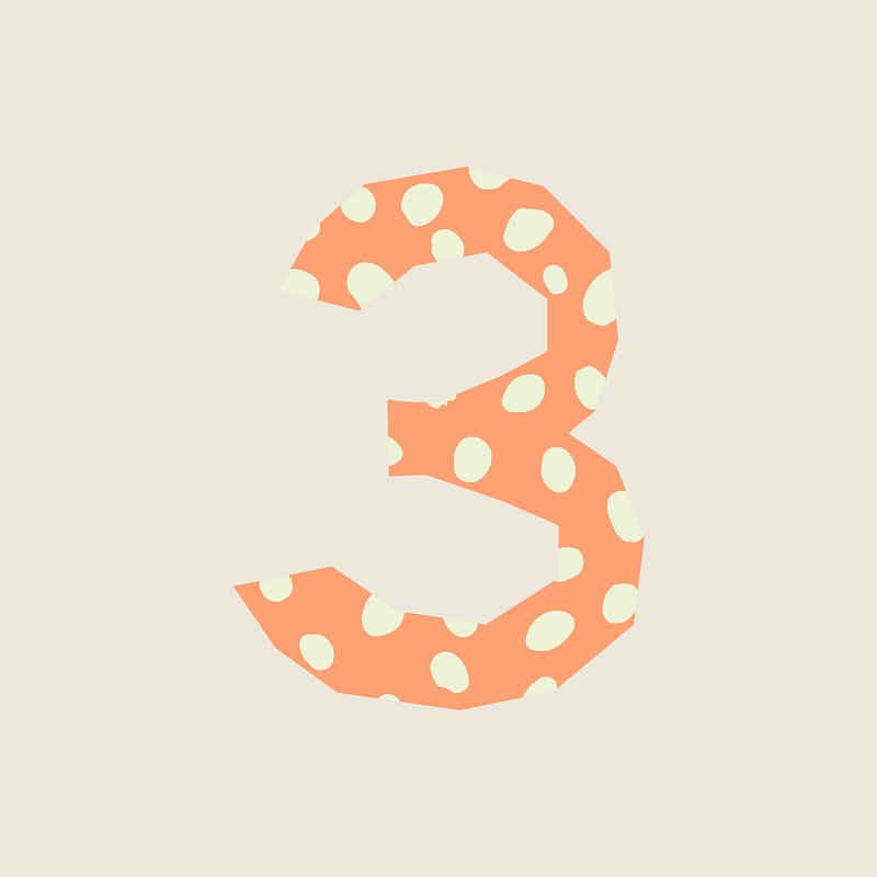 Orange abstract number 3 sticker, | Premium Vector - rawpixel