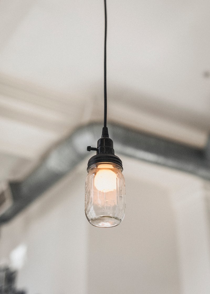 Mason jar lightbulb hanging from a ceiling | Premium Photo - rawpixel