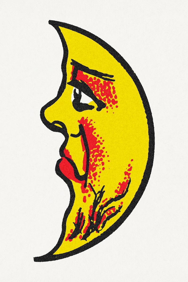 Celestial crescent moon face design | Free PSD Illustration - rawpixel