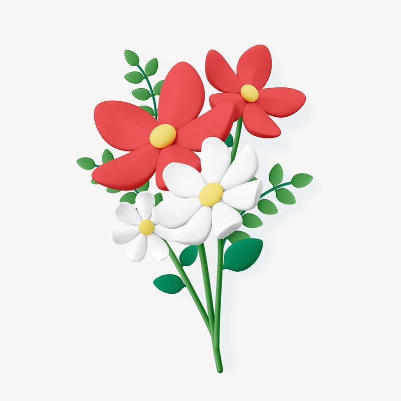 Flower bouquet 3D sticker, colorful | Premium PSD - rawpixel