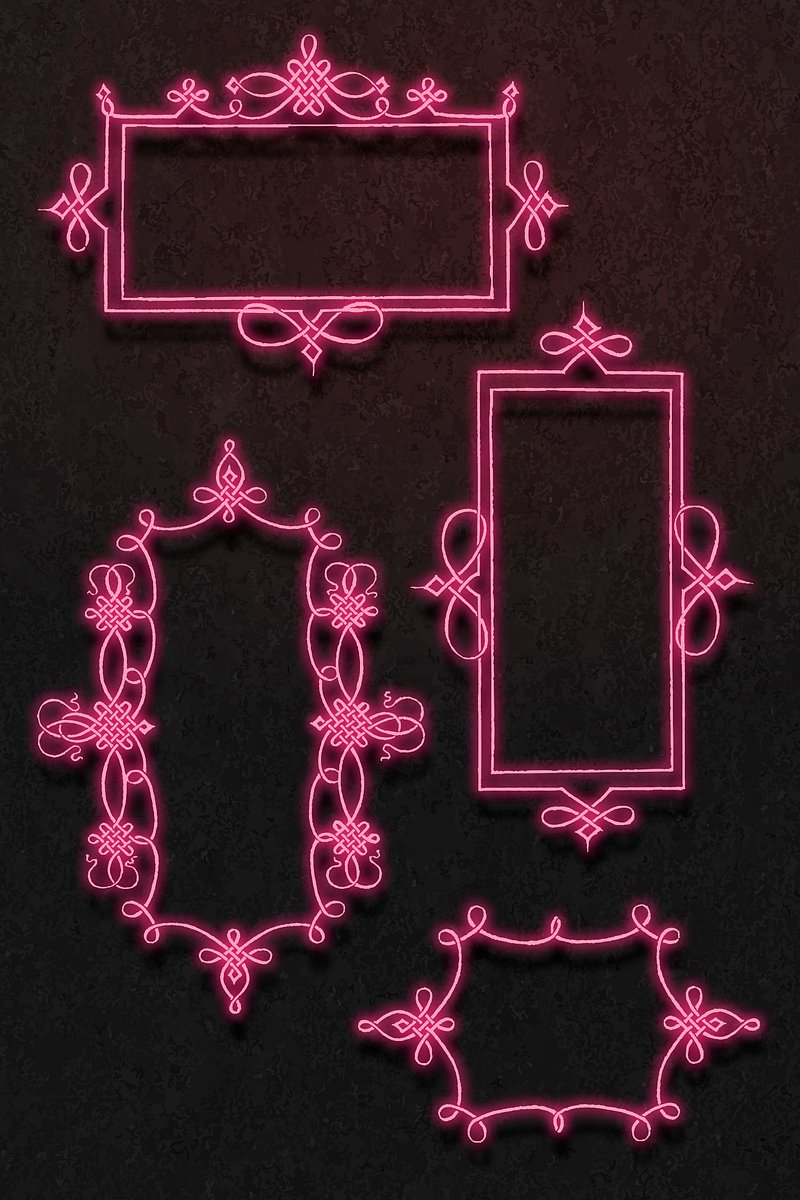 Pink neon filigree frame vector | Premium Vector - rawpixel