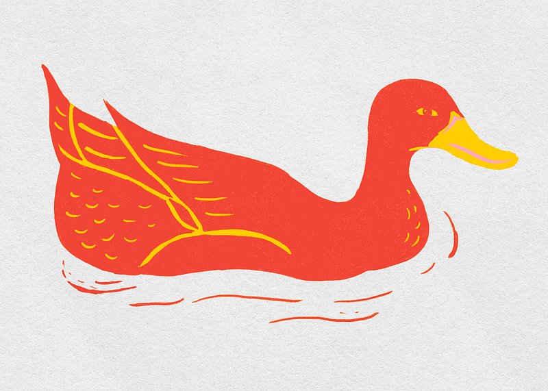 Vintage red duck psd linocut | Premium PSD - rawpixel