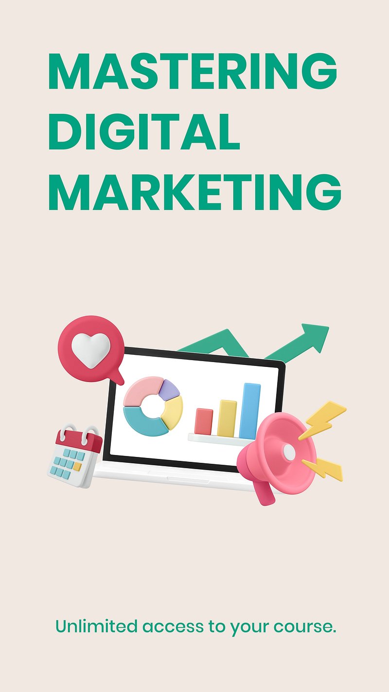 Digital marketing course template, 3D | Free Vector Template - rawpixel