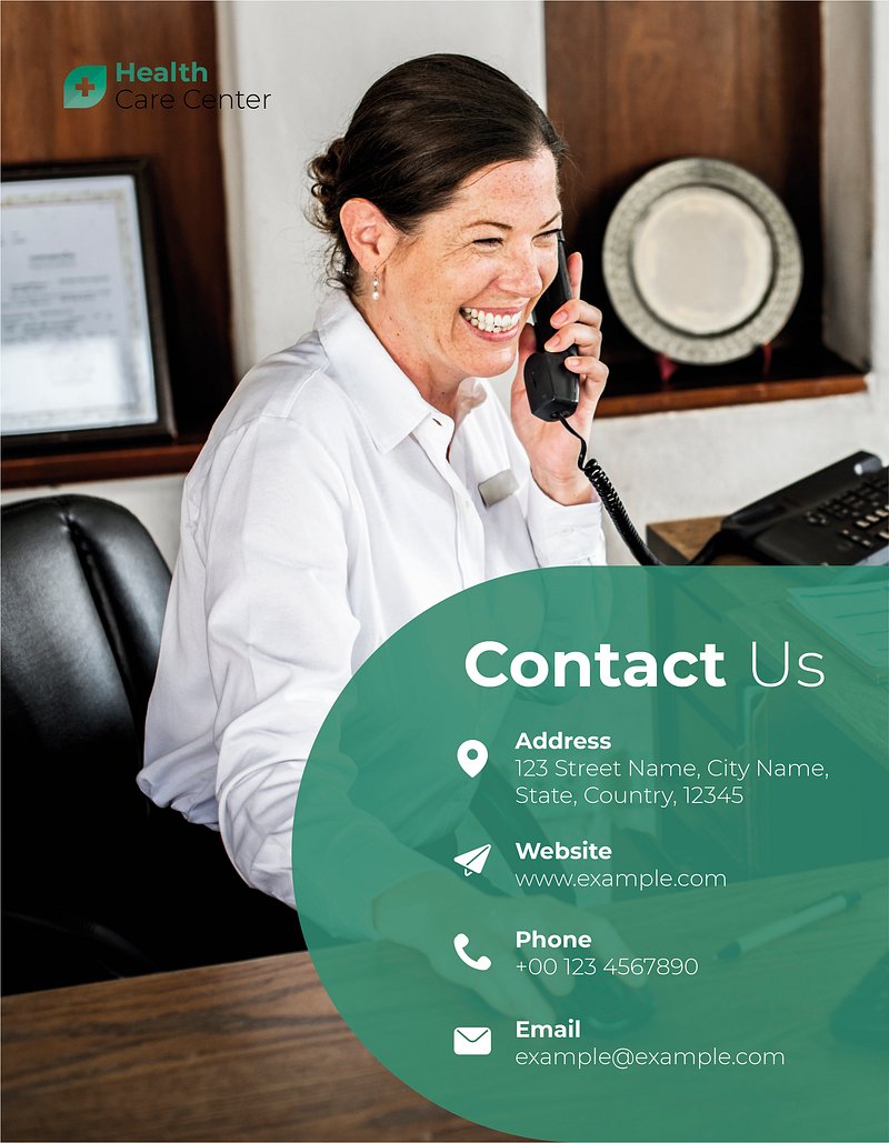 Medical contact information flyer template, | Free Vector Template ...